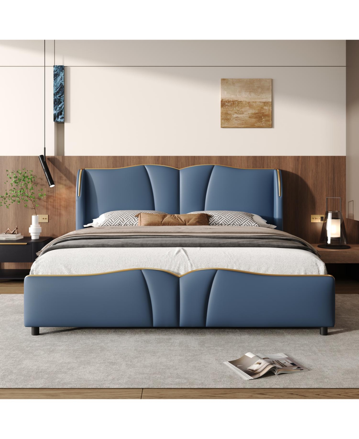 Click here for Streamdale Furniture King Leather Bed Frame Wingba... prices
