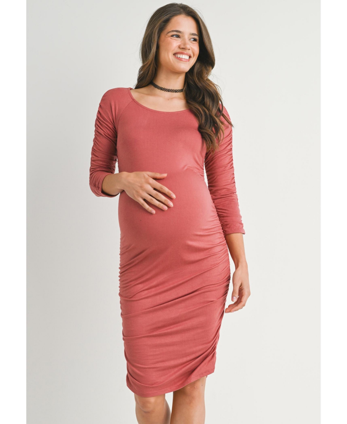 Click here for Hello Miz Maternity Bodycon Scoop Neck Side Ruched... prices