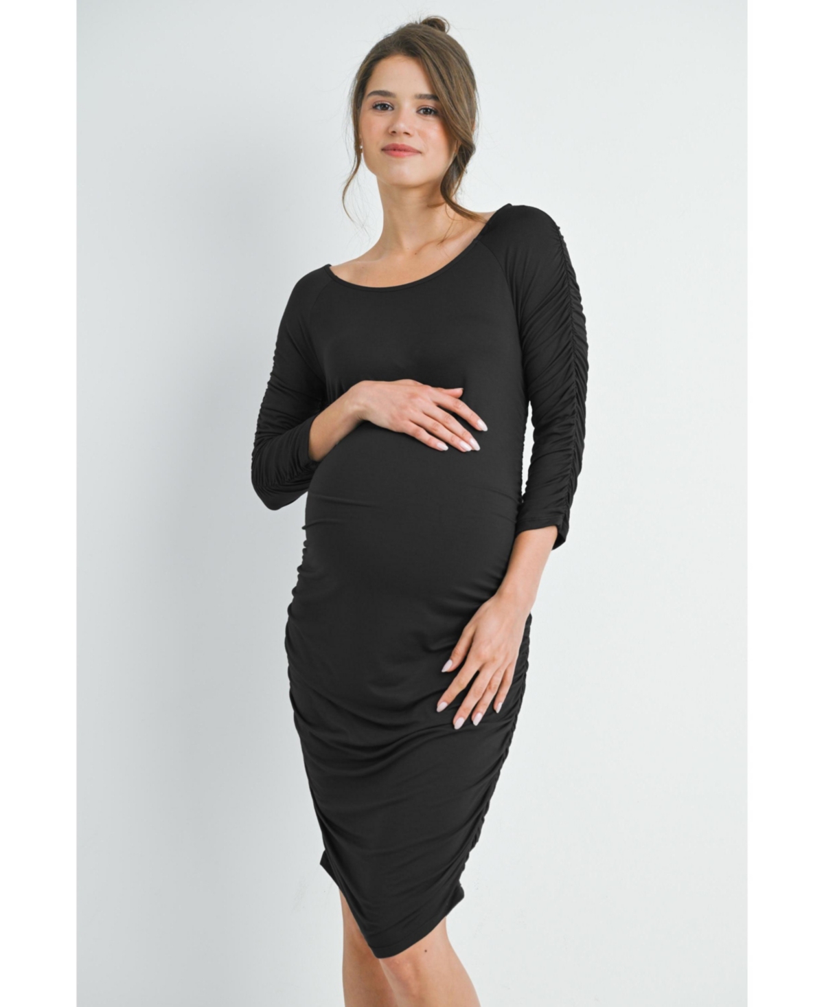 Click here for Hello Miz Maternity Bodycon Scoop Neck Side Ruched... prices