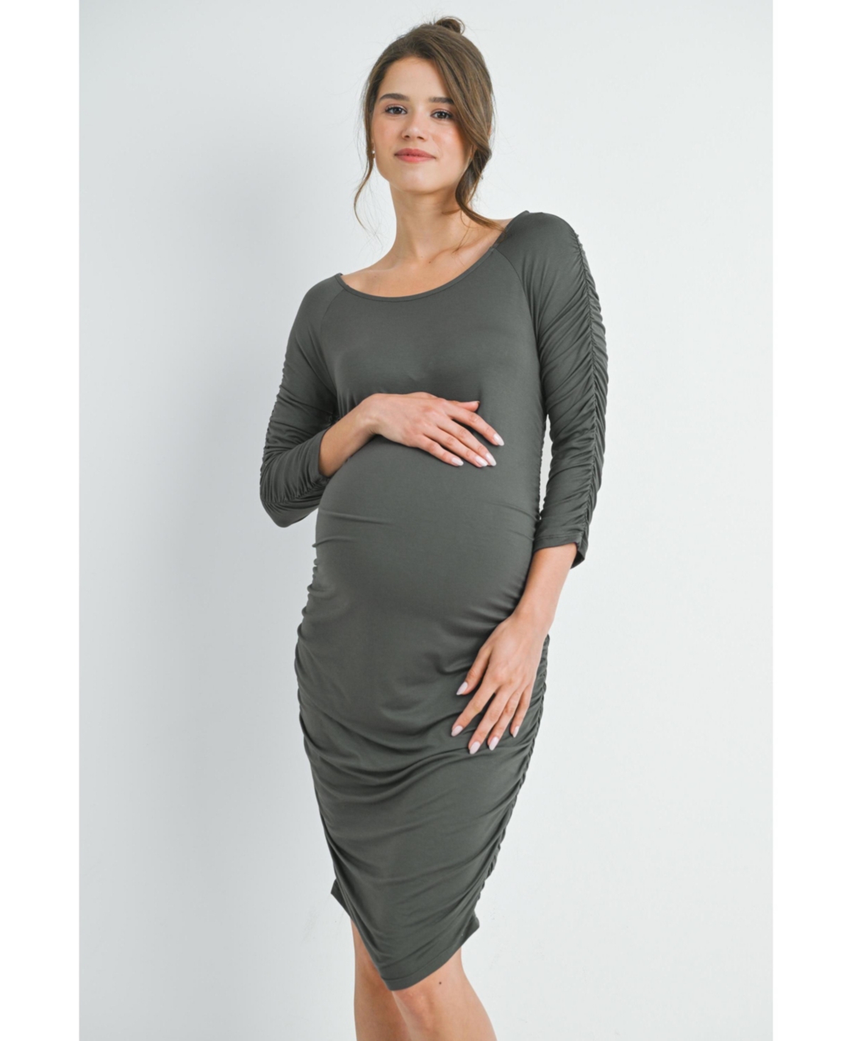 Click here for Hello Miz Maternity Bodycon Scoop Neck Side Ruched... prices