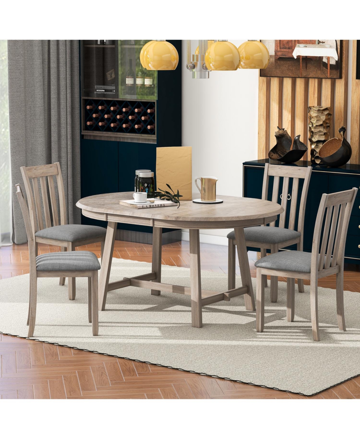 Click here for Streamdale Gray 5-Piece Round Dining Table Set wit... prices