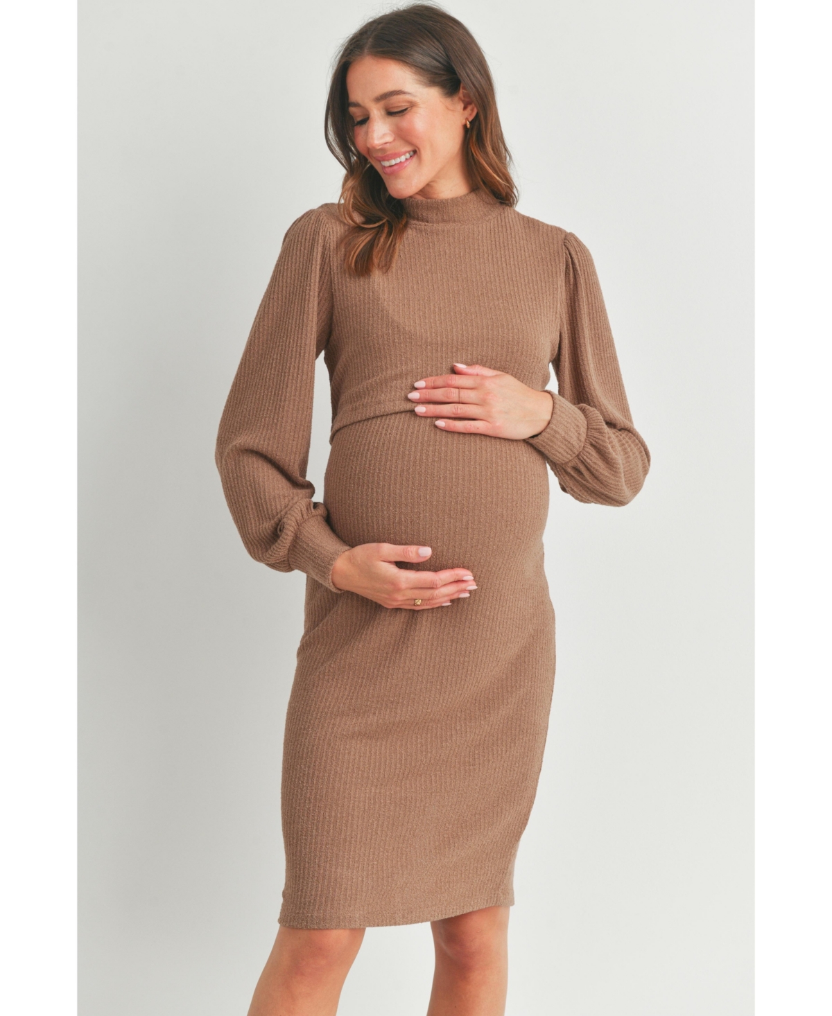 Click here for Hello Miz Maternity Double Layer Mock Neck Ribbed... prices