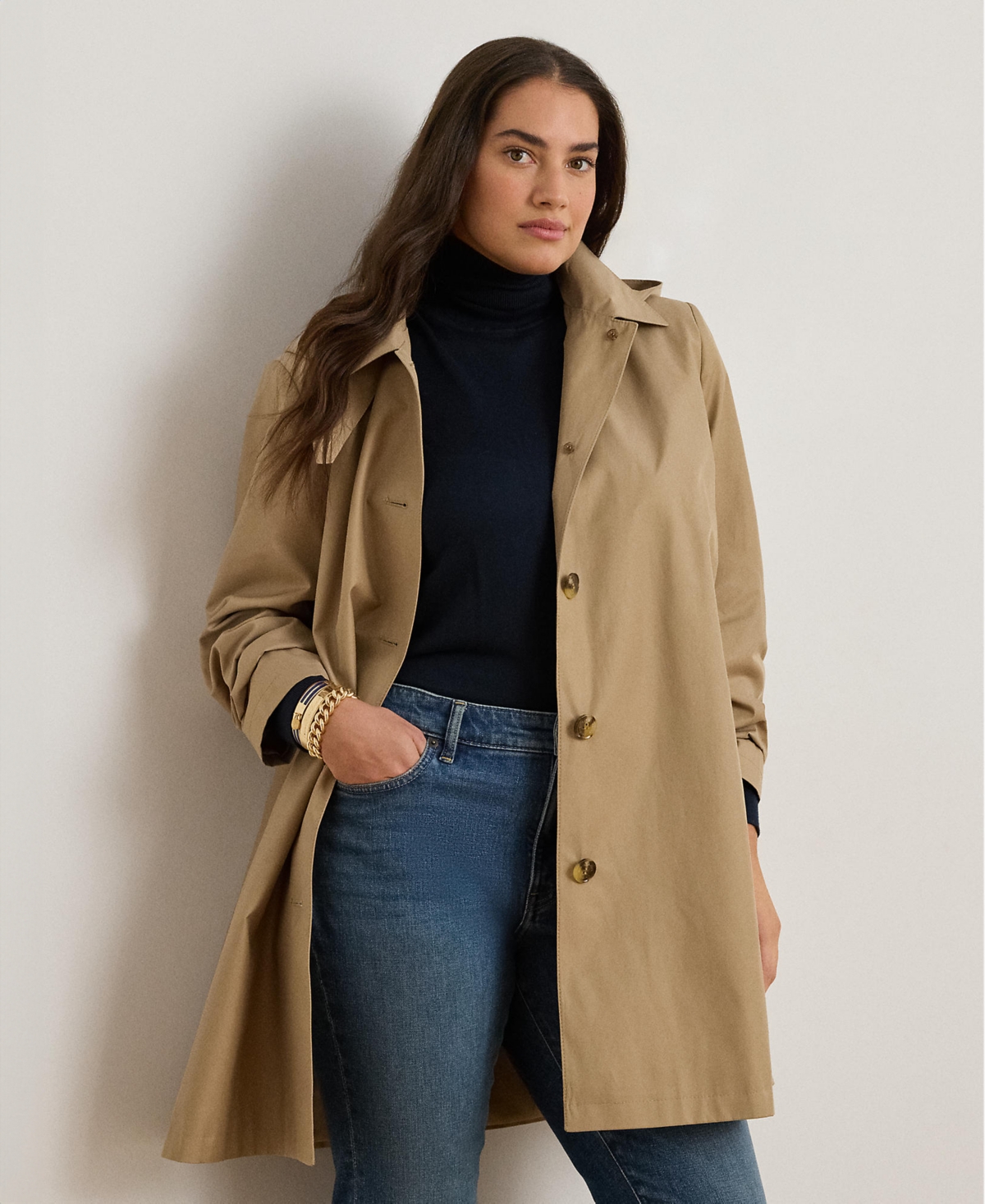 Click here for Lauren Ralph Lauren Plus Size Hooded Raincoat - Sa... prices