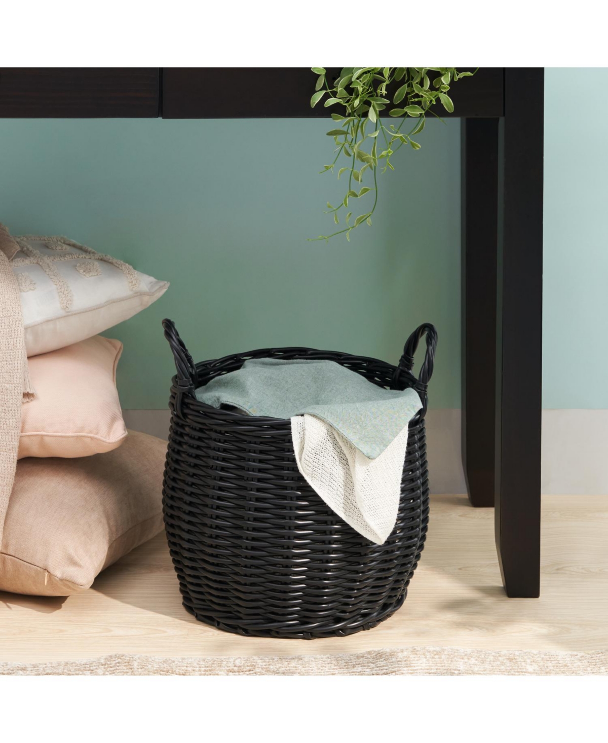 Click here for Rainsken Round Resin Woven Hamper Basket  with Han... prices
