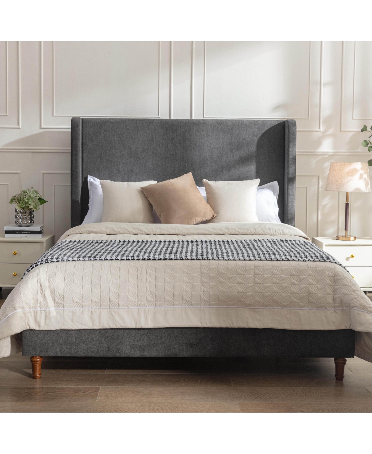 Click here for Lovmor Harper Tall Headboard Upholstered Bed Elega... prices