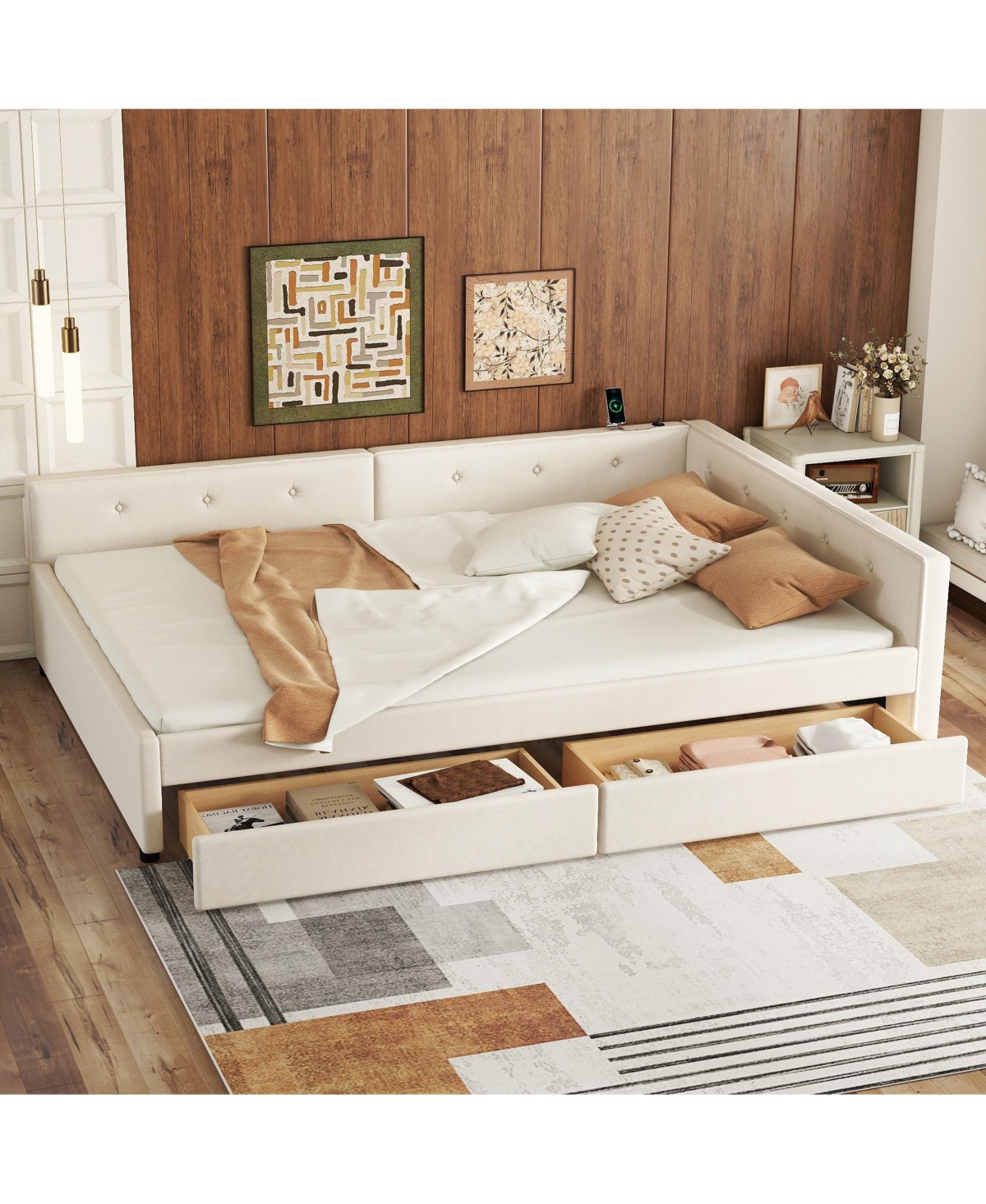 Click here for Lovmor Full Size Upholstered Platform Bed with Usb... prices