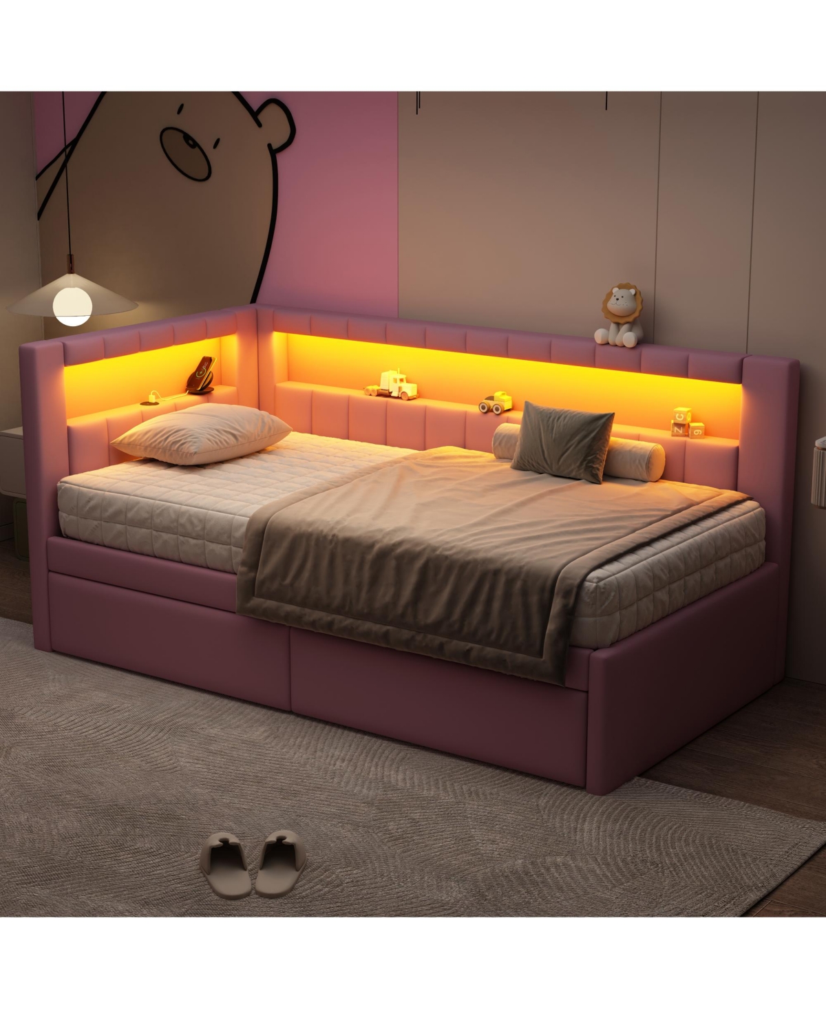 Click here for Lovmor Upholstered Twin Size Platform Bed with Usb... prices