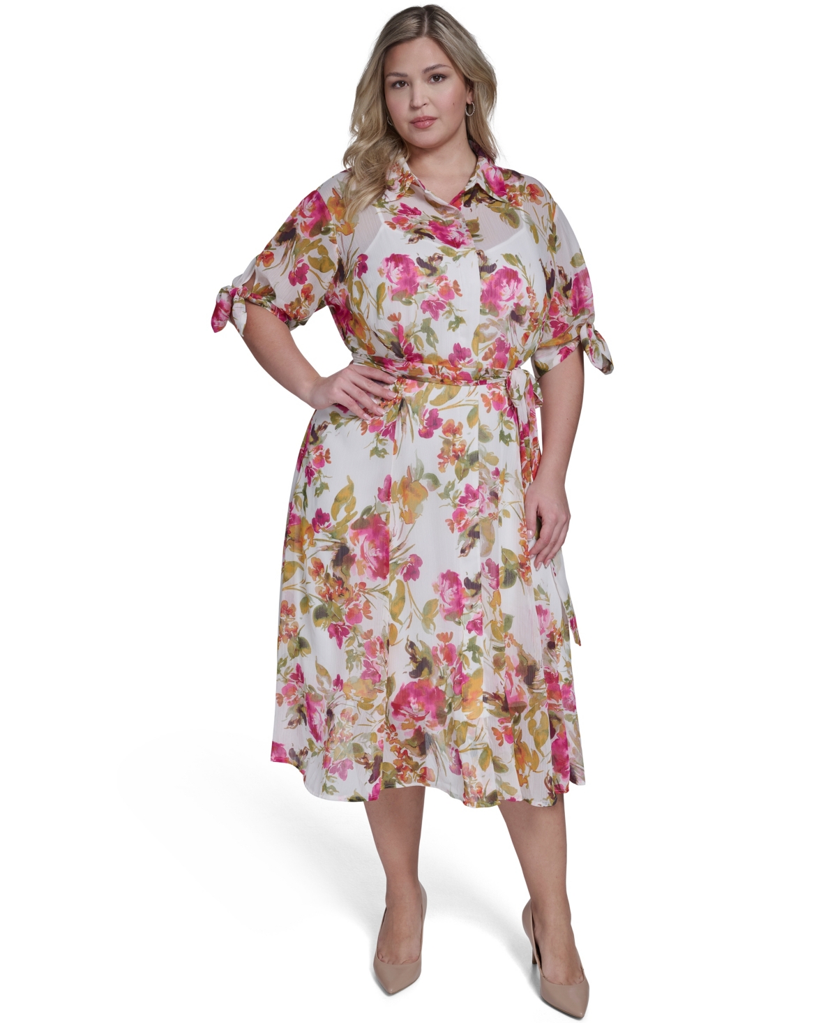 Click here for Calvin Klein Plus Size Collared Shirt Dress - Berr... prices