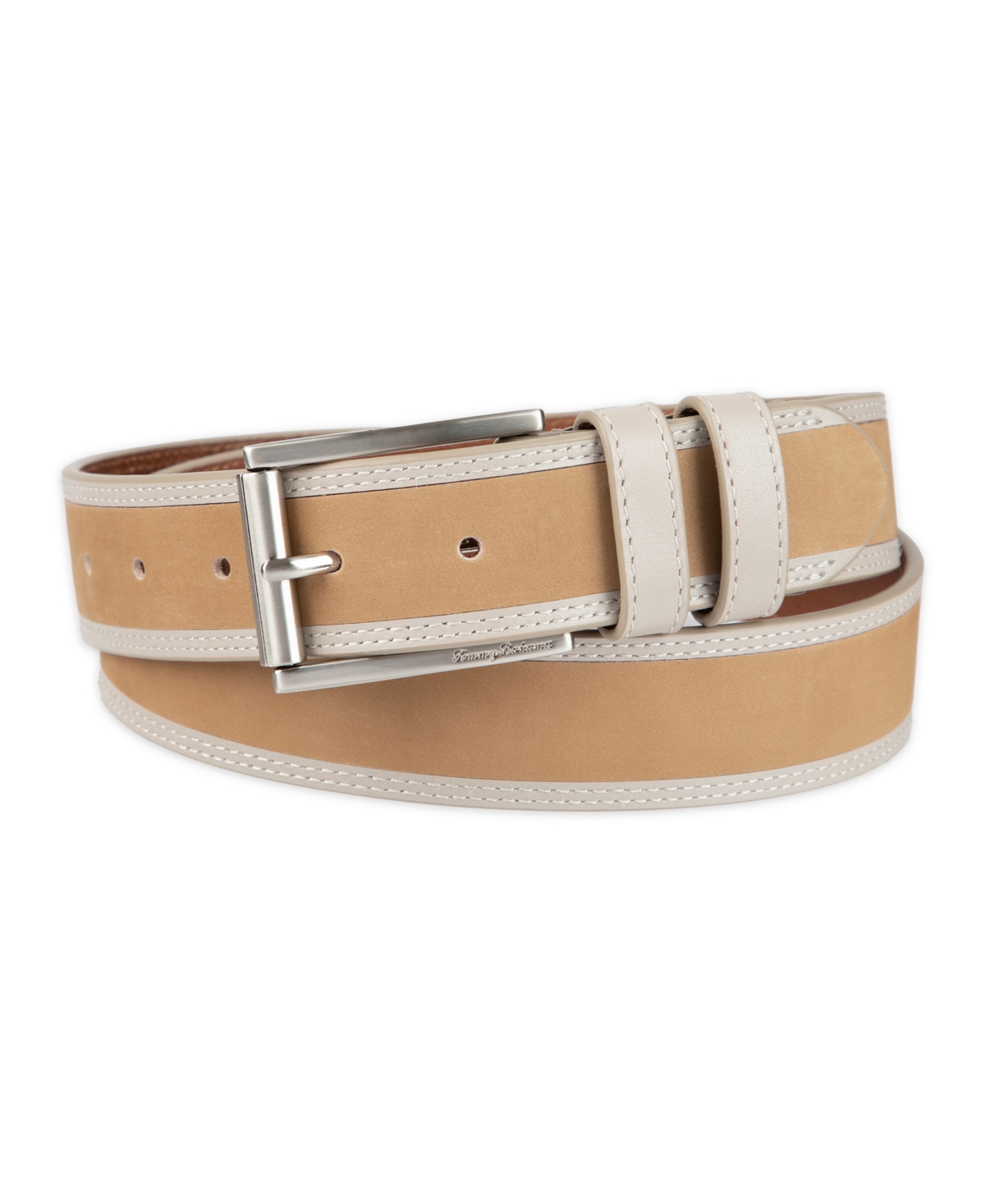 Click here for Tommy Bahama Mens Leather Inlay Casual Belt - Khak... prices