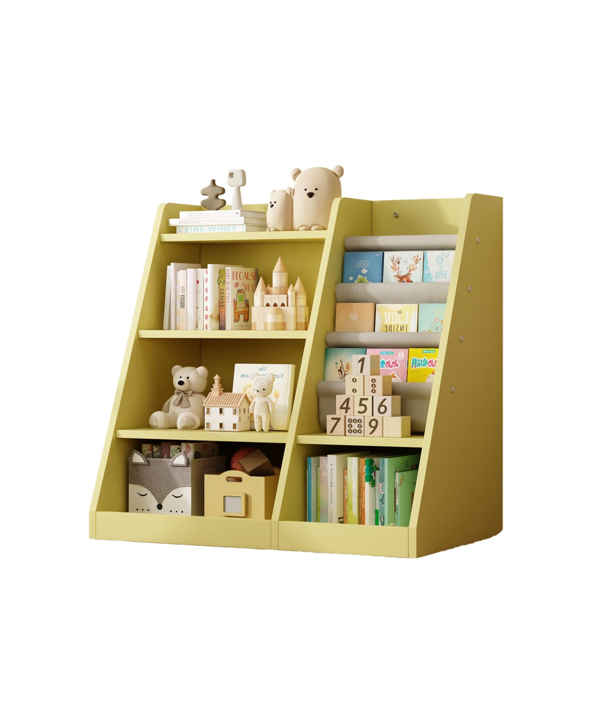 Click here for Cesicia Yellow Wooden Kids Bookshelf Baby Sling Bo... prices