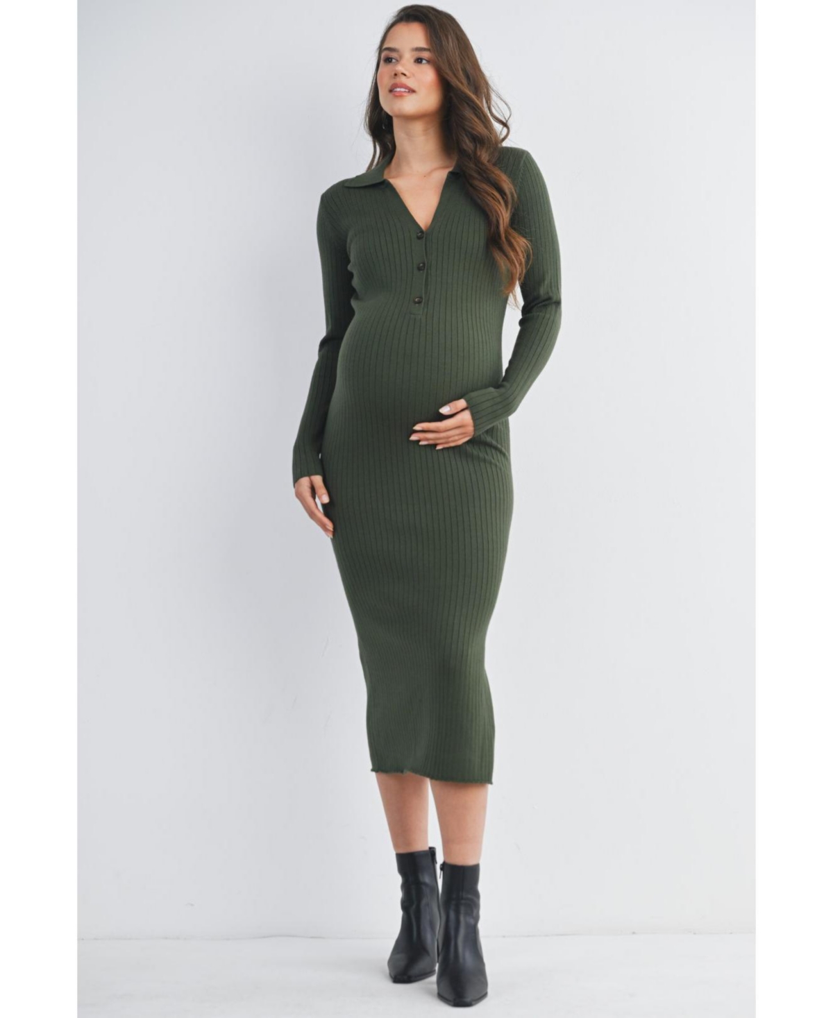 Click here for Hello Miz Maternity Long Sleeve Ribbed Collared V... prices