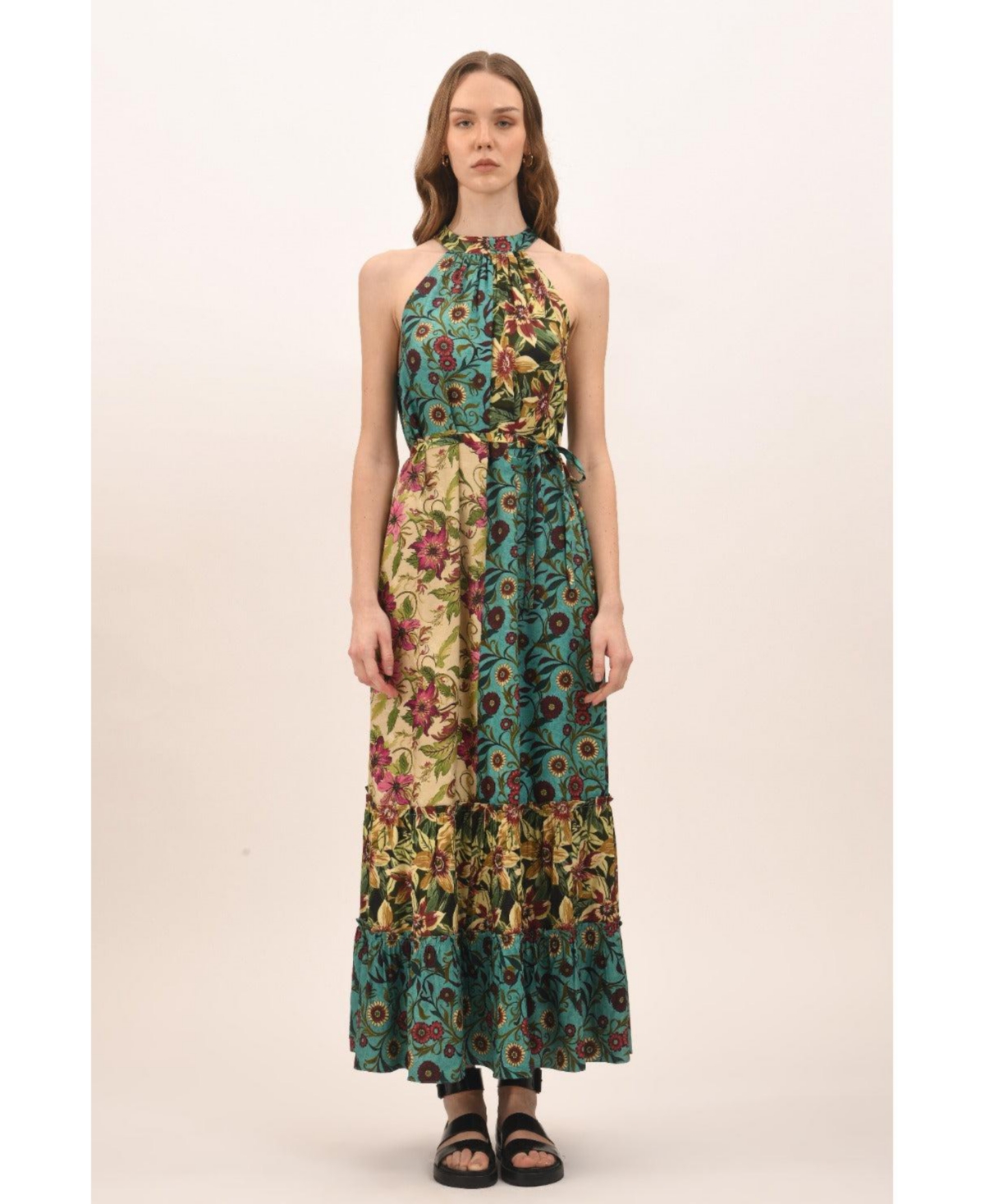 Click here for Celina Moon Womens Moonlit Maxi Dress - Green/Yell... prices