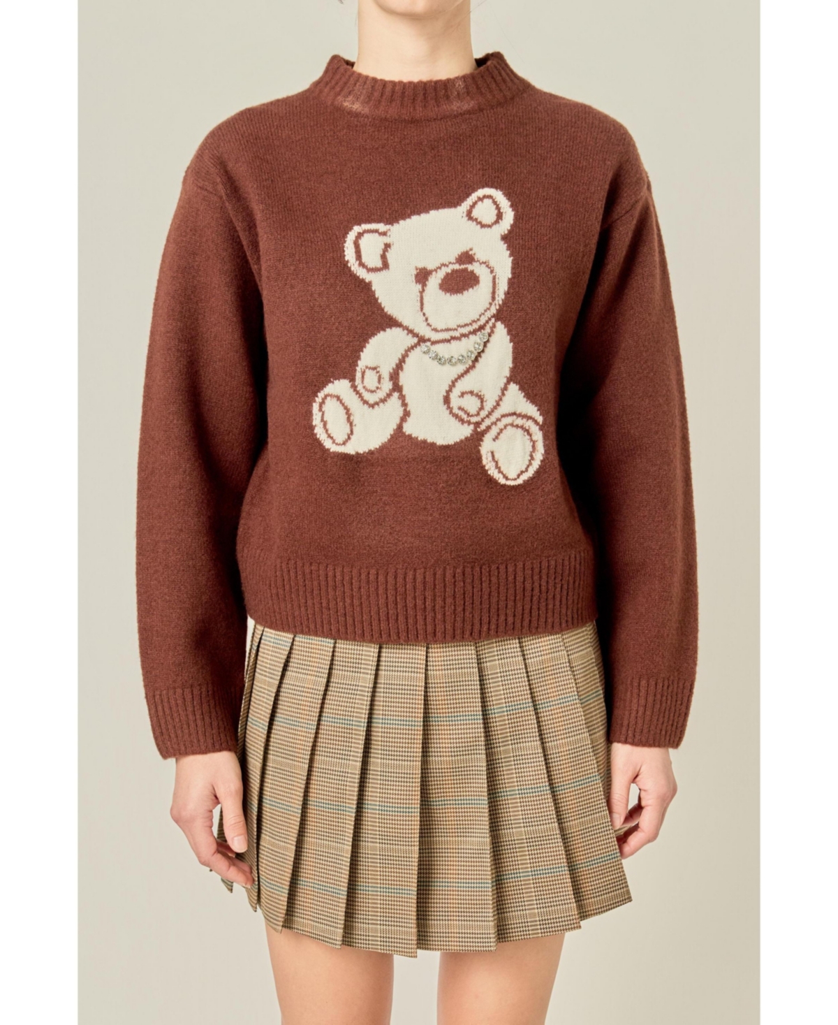Click here for English Factory Womens Teddy Bear knit - Brown/whi... prices