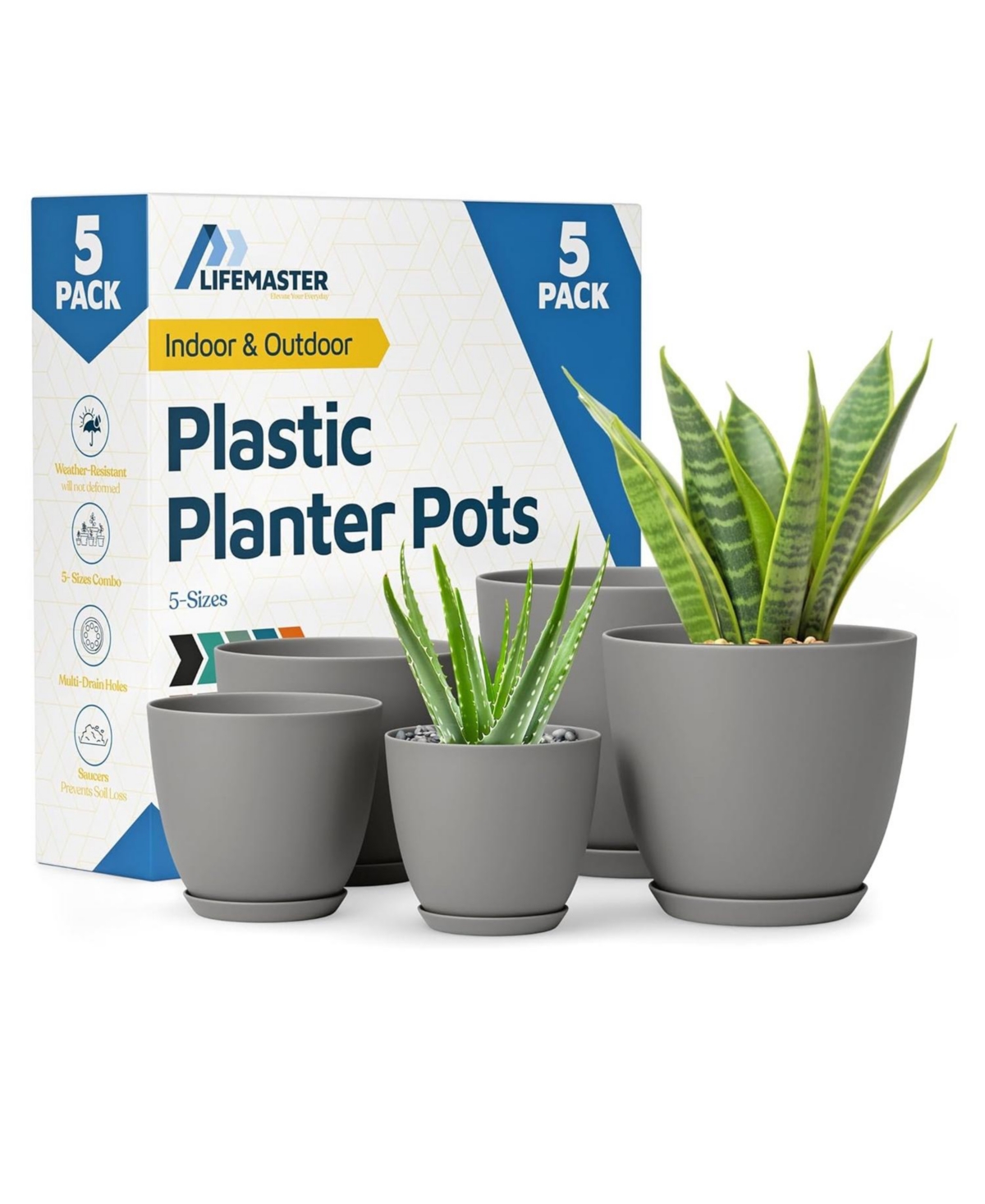 Click here for Lifemaster Planter Pots with Drainage Holes  Light... prices