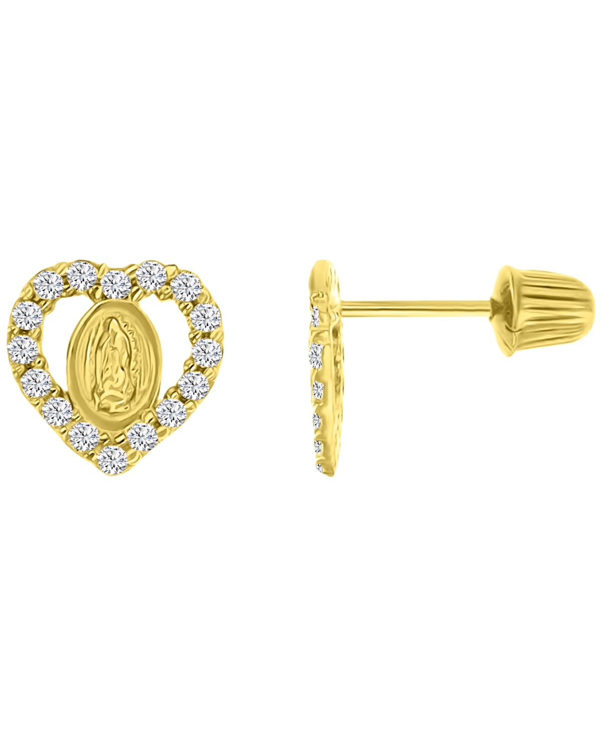 Click here for Macys Cubic Zirconia Virgin Mary Heart Stud Earrin... prices