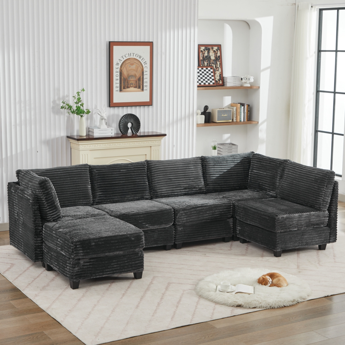 Click here for Streamdale Furniture Corduroy Sectional Sofa with... prices