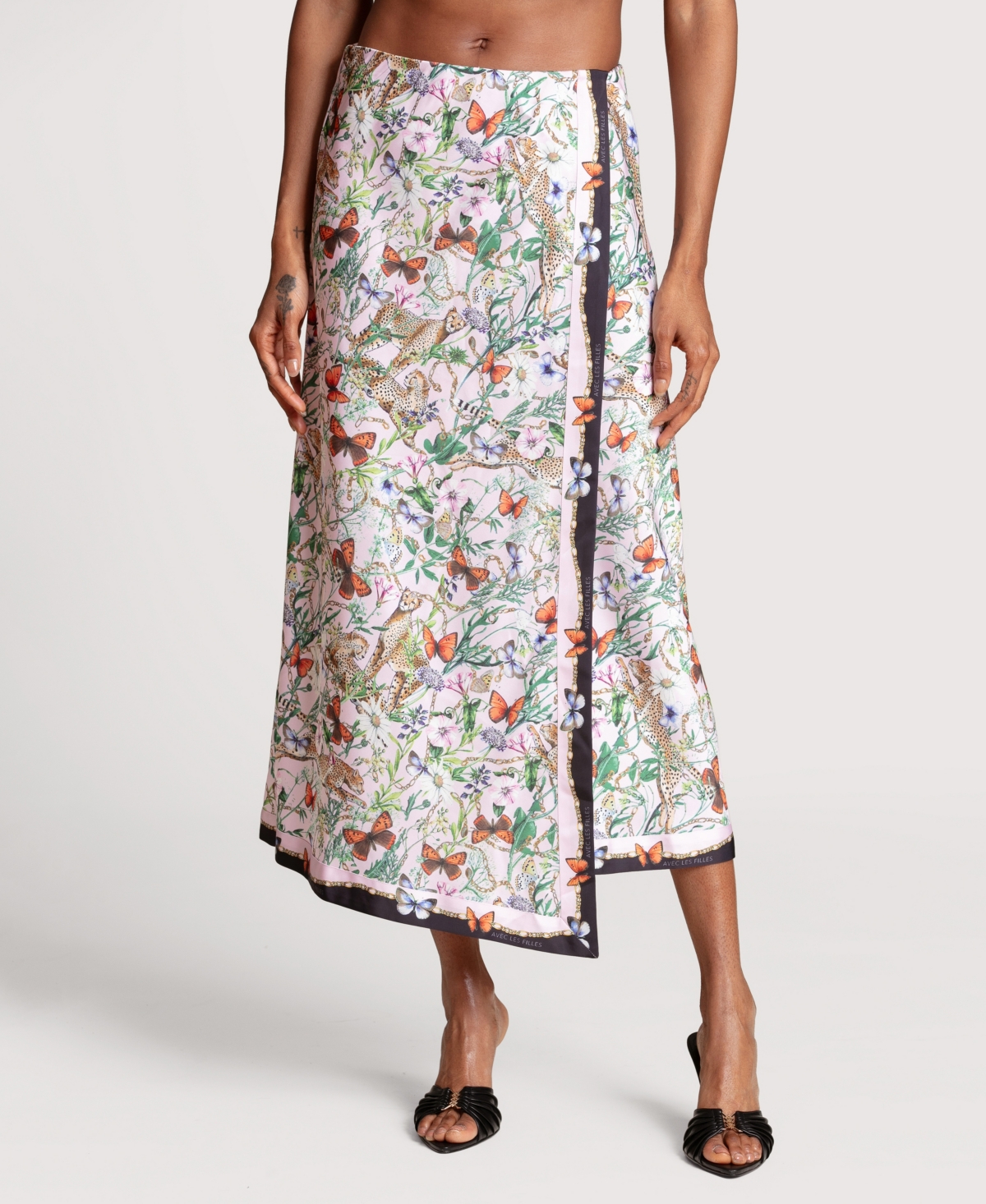 Click here for Avec Les Filles Womens Asymmetrical Wrap Midi Skir... prices