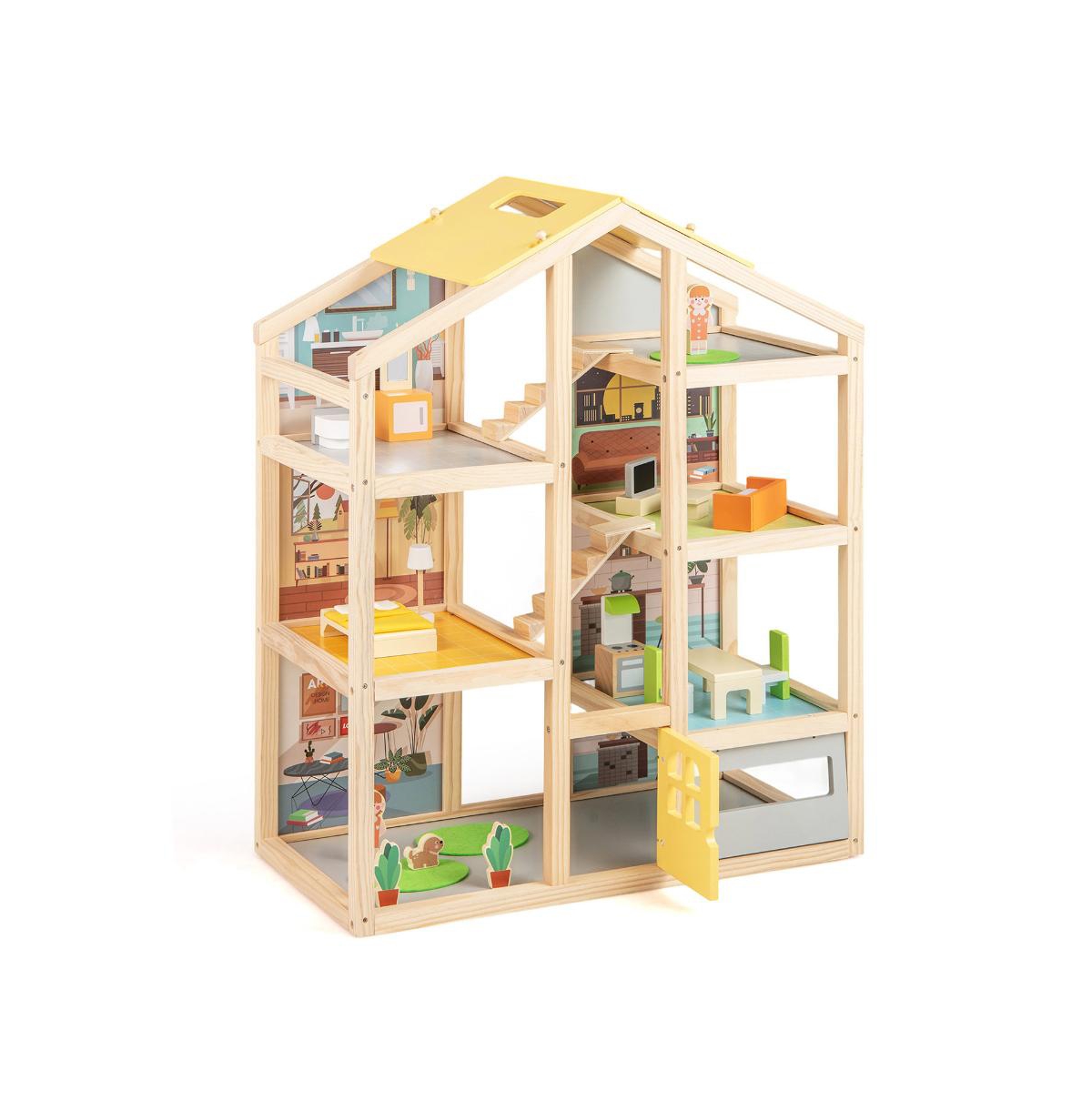 Click here for Slickblue Wooden Dollhouse for Kids Modern Family... prices