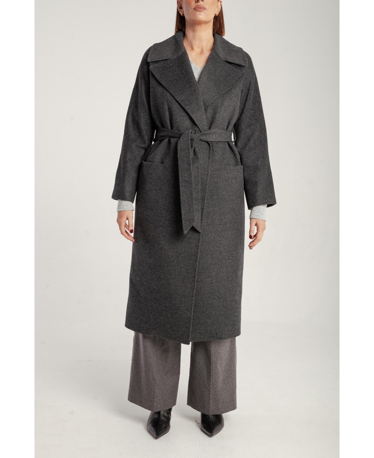 Click here for 1982 Womens Pure Cashmere Wrap Belted Midi Coat -... prices