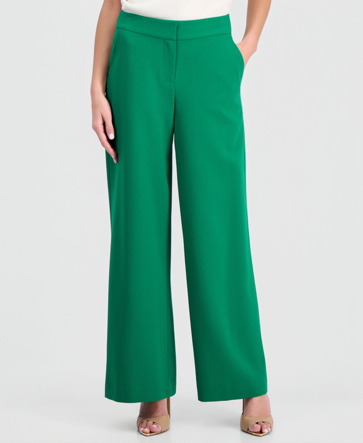 Click here for Tahari Asl Womens Mid-Rise Wide Leg Pants - Emeral... prices