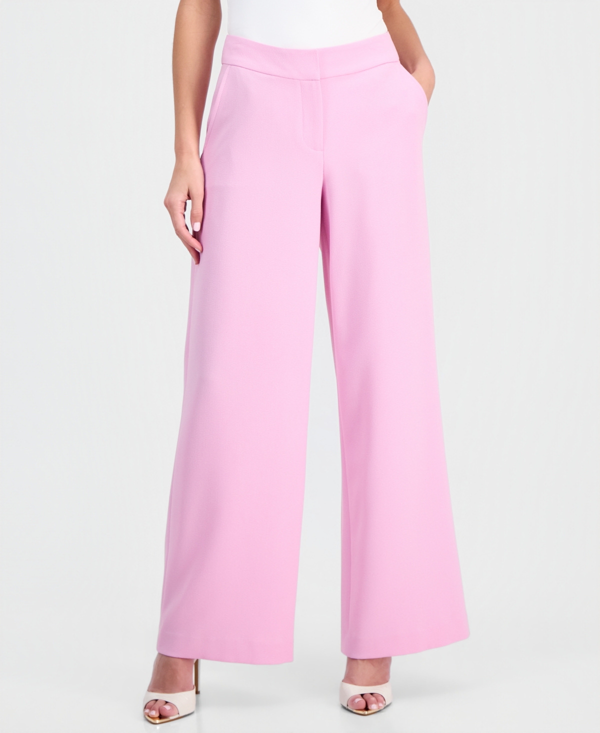 Click here for Tahari Asl Womens Mid-Rise Wide Leg Pants - Pink M... prices