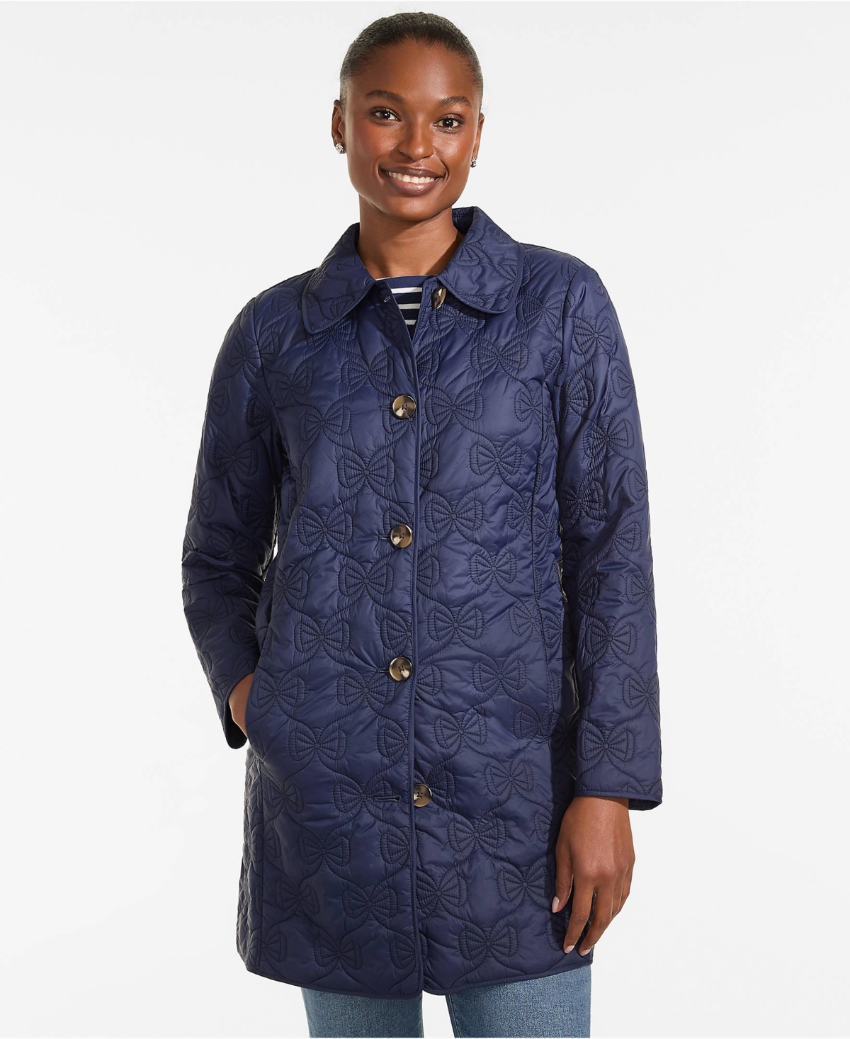 Click here for Lands End Womens Bow Quilted Insulated Coat - Deep... prices