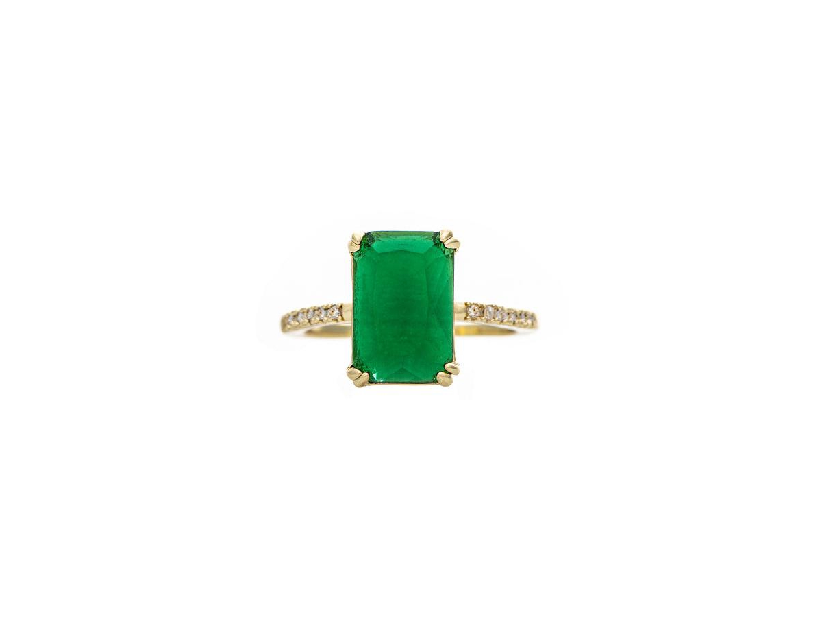 Click here for Rivka Friedman Kelly Green Cz Solitaire Ring with... prices