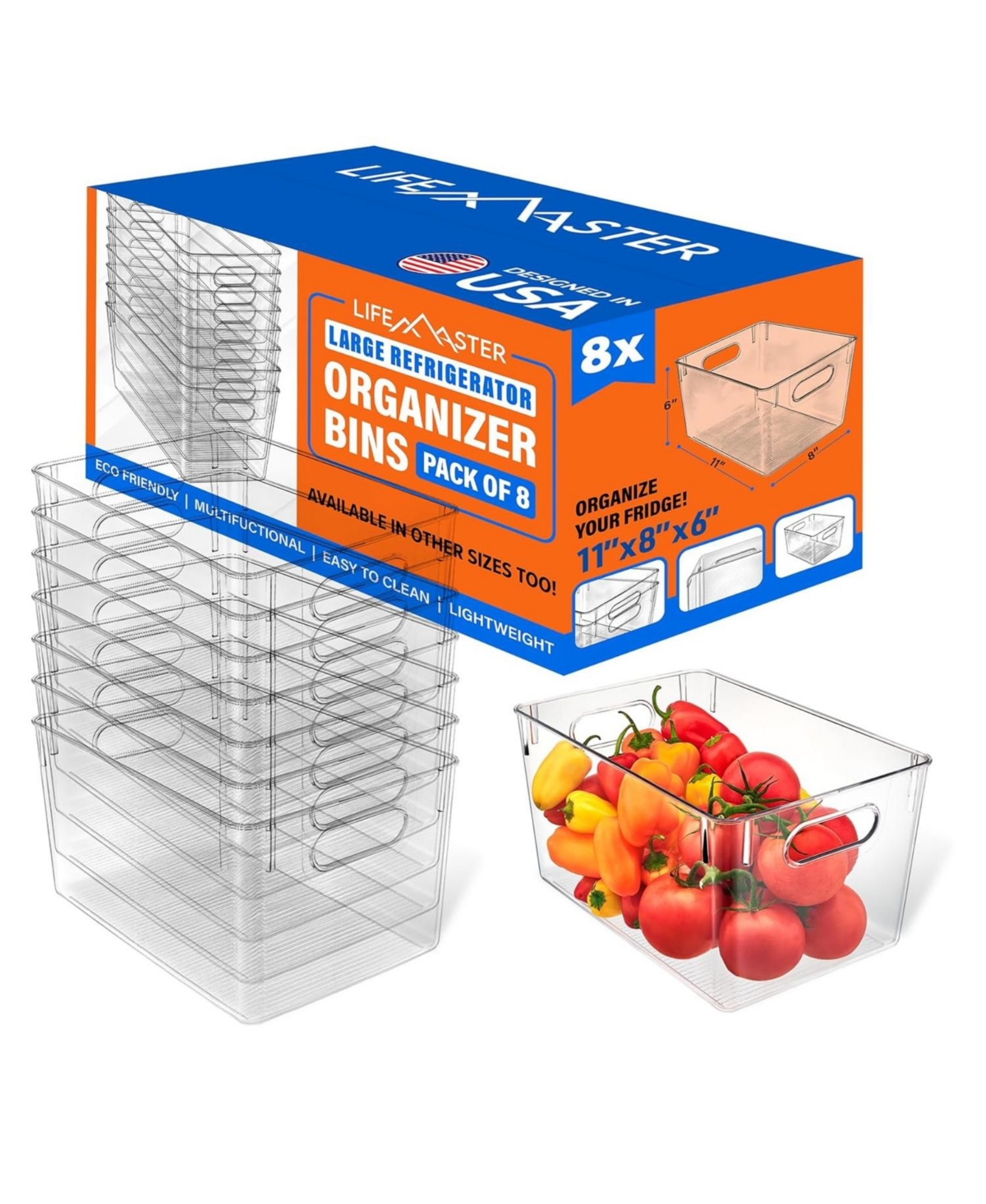 Click here for Lifemaster Stackable Refrigerator Bins - Set of 8... prices