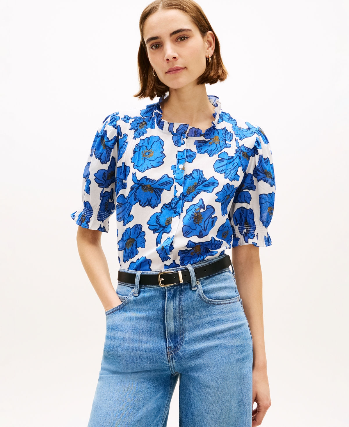 Click here for Tommy Hilfiger Womens Pin Tuck Cambric Short-Sleev... prices