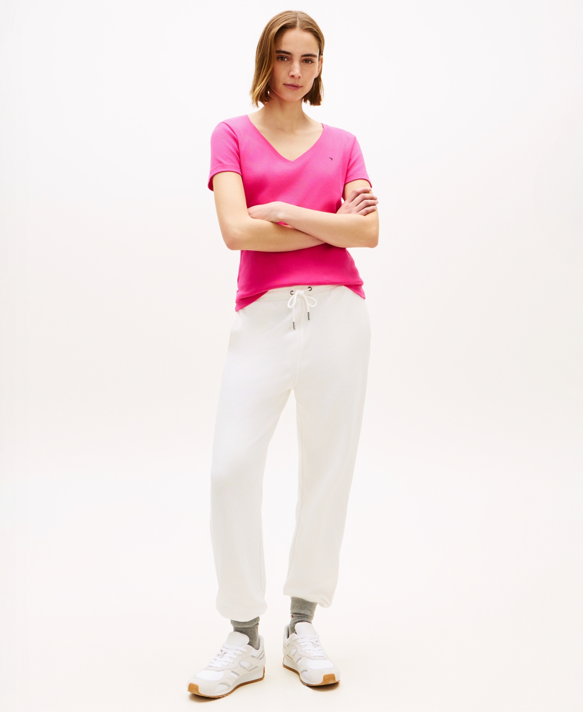 Click here for Tommy Hilfiger Womens Rib Slim V-Neck Short-Sleeve... prices