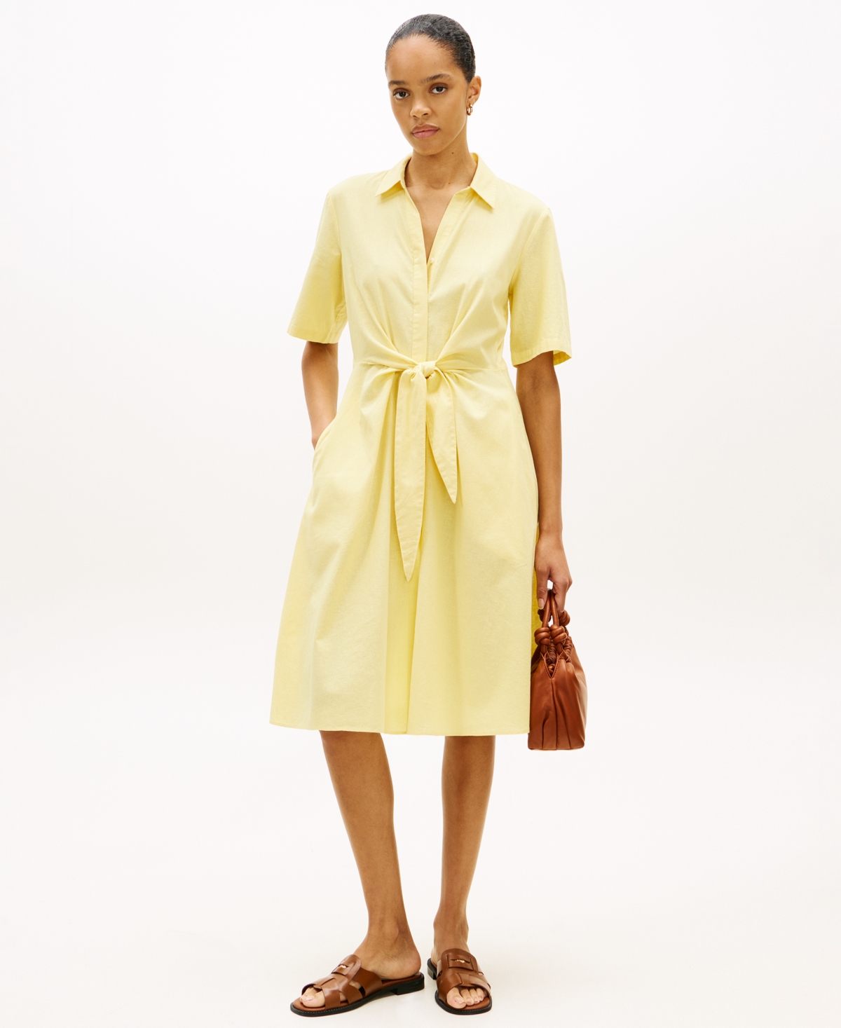 Click here for Tommy Hilfiger Womens Belted Midi Dress - Citronel... prices