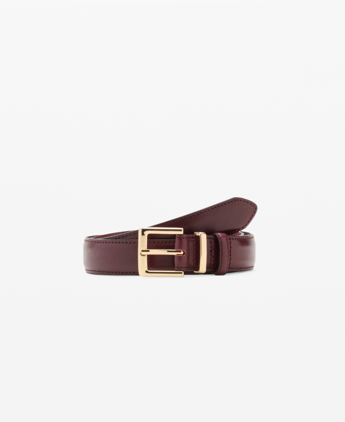 Click here for Mango Womens Bovine Leather Belt - Burgundy prices