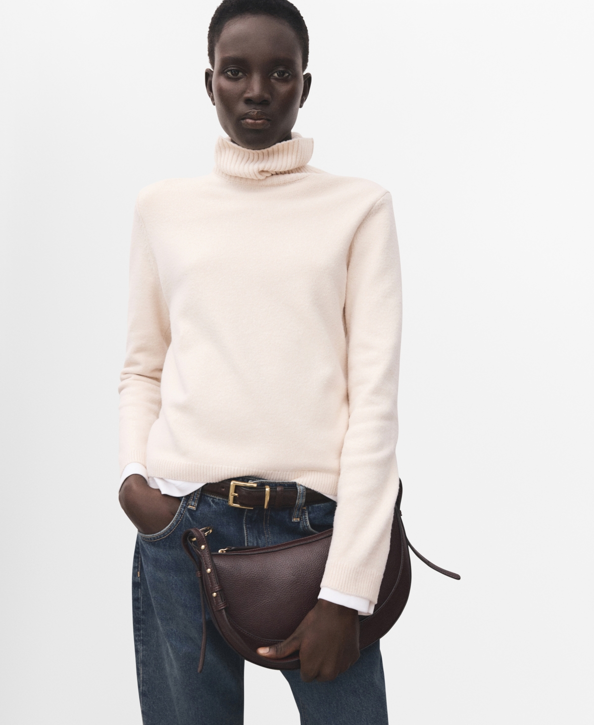 Click here for Mango Womens Turtleneck Knitted Sweater - Ecru prices