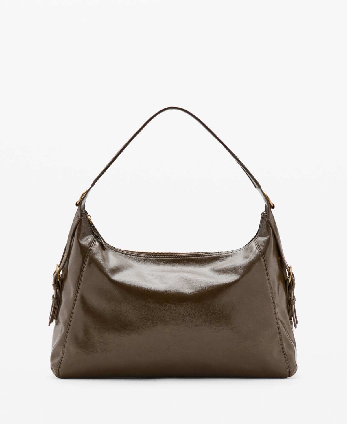 Click here for Mango Womens Buckles Detail Shoulder Bag - Khaki prices