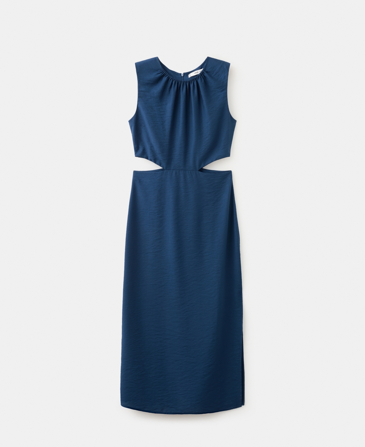 Click here for Mango Womens Cut-Out Crinkled-Effect Dress - Navy prices