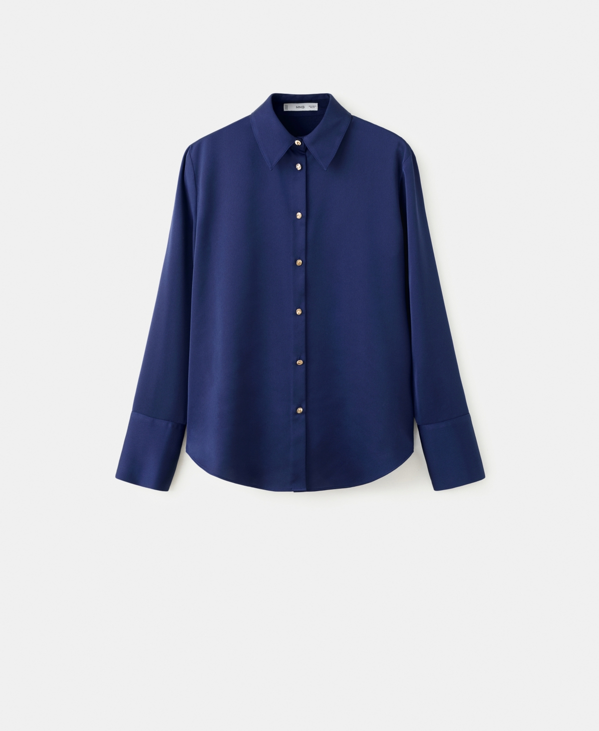 Click here for Mango Womens Satin Finish Flowy Shirt - Blue prices