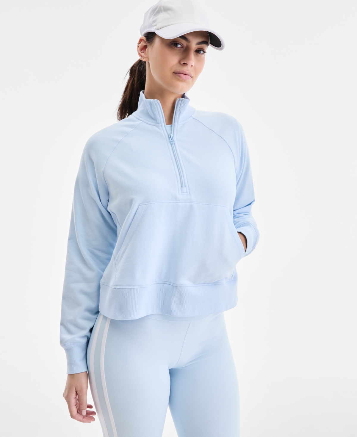 Click here for Id Ideology Womens Solid Fleece Quarter-Zip Sweats... prices