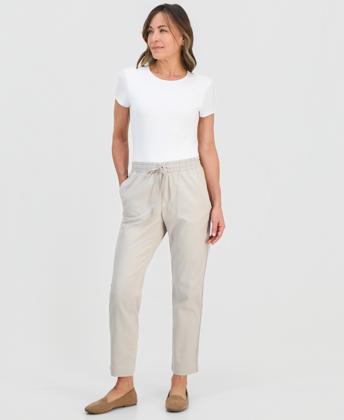 Click here for Style & Co Petite Twill-Tape Tapered Pull-On Pants... prices