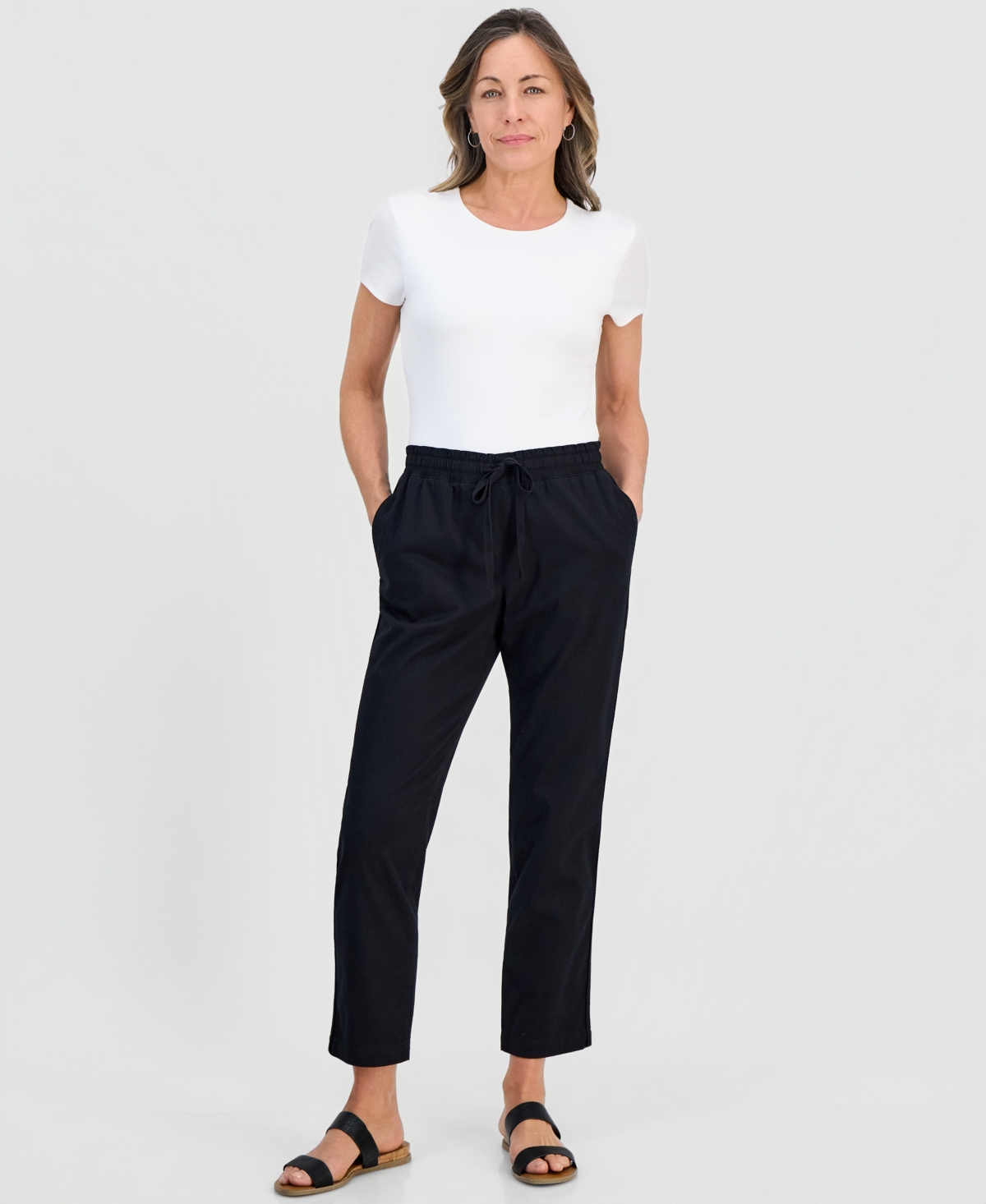 Click here for Style & Co Petite Twill-Tape Tapered Pull-On Pants... prices