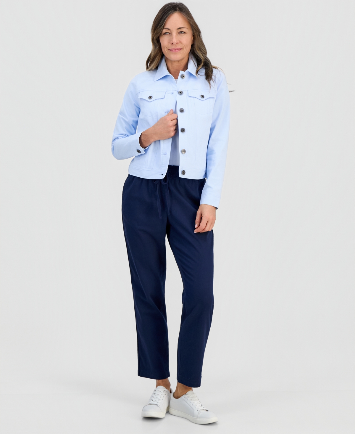 Click here for Style & Co Petite Twill-Tape Tapered Pull-On Pants... prices