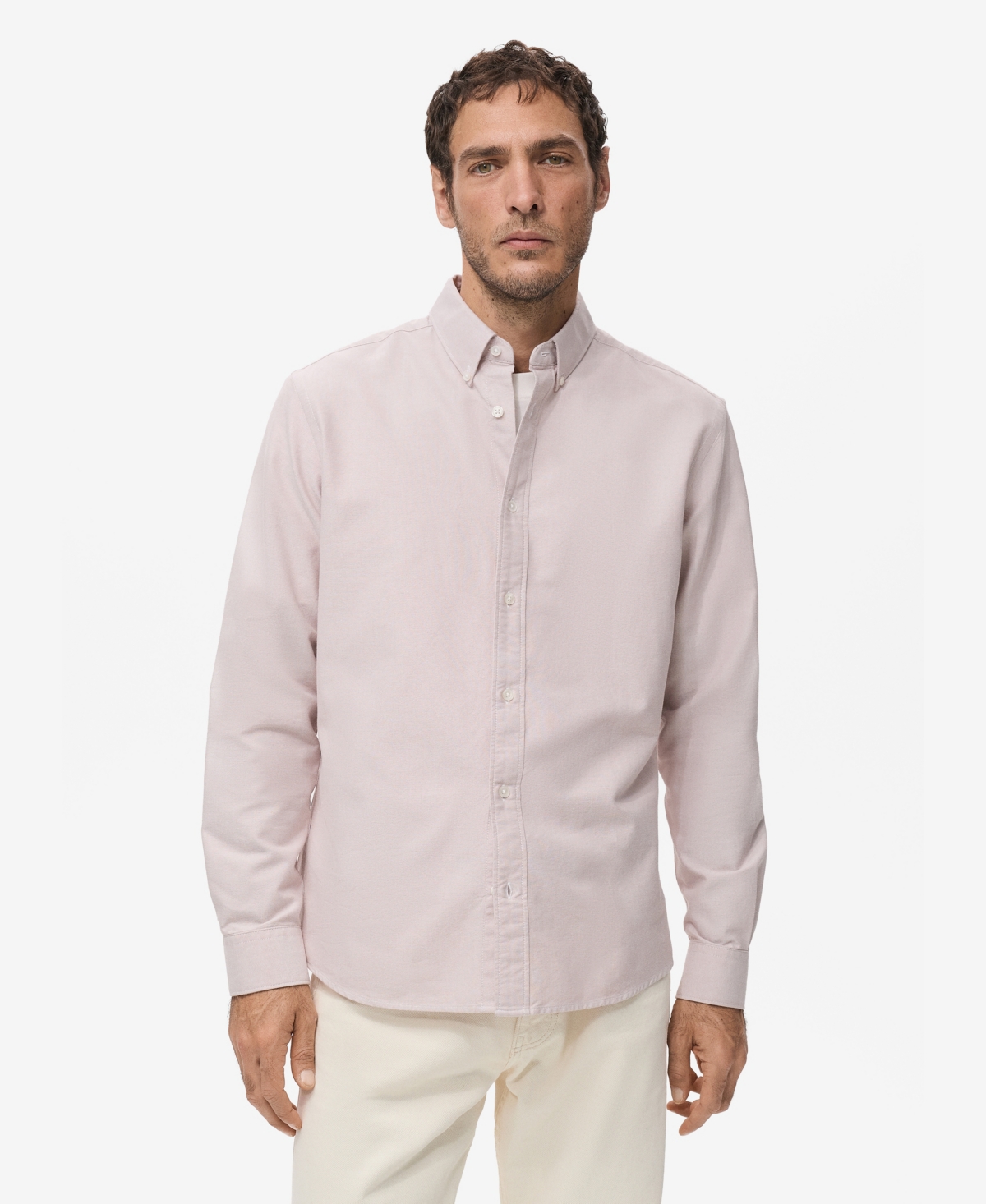 Click here for Mango Mens Cotton Oxford Shirt - Pale Pink prices