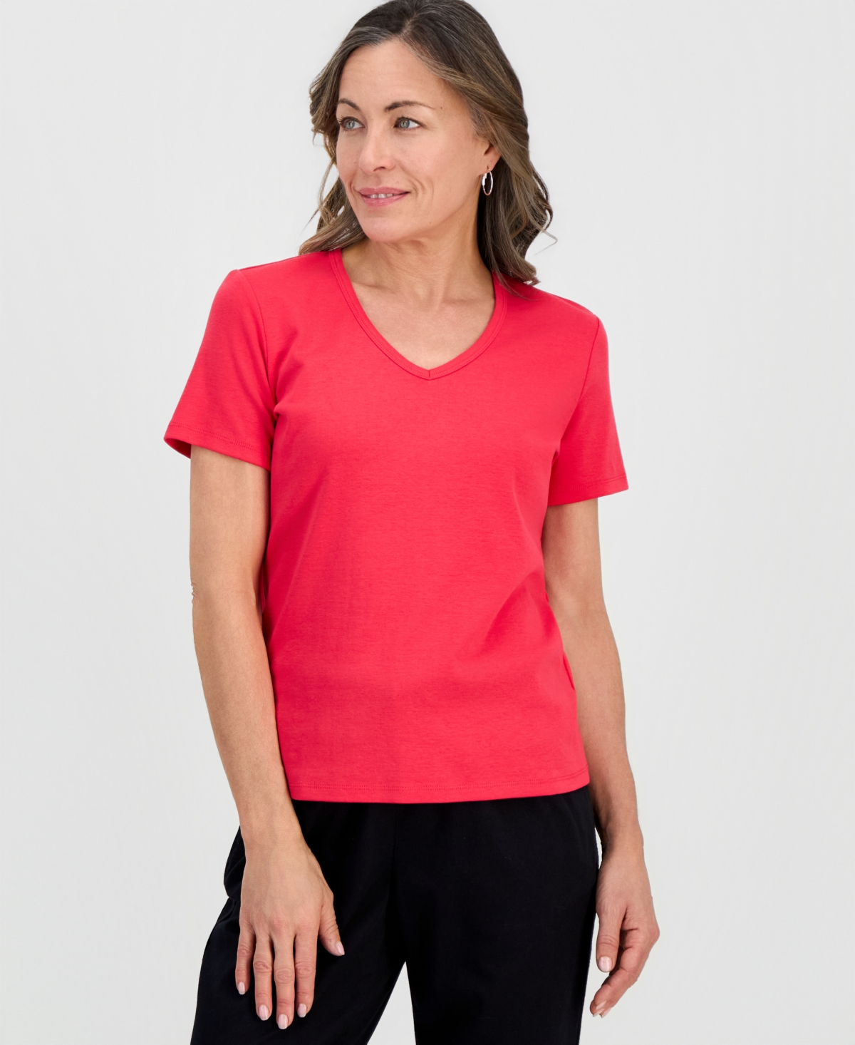 Click here for Style & Co Petite Cotton V-Neck Top  Macys Exclusi... prices