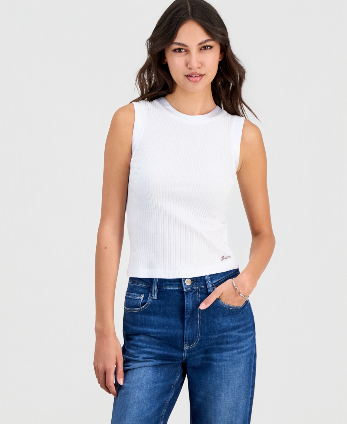Click here for Guess Womens Charline Sleeveless Ribbed-Knit Top -... prices