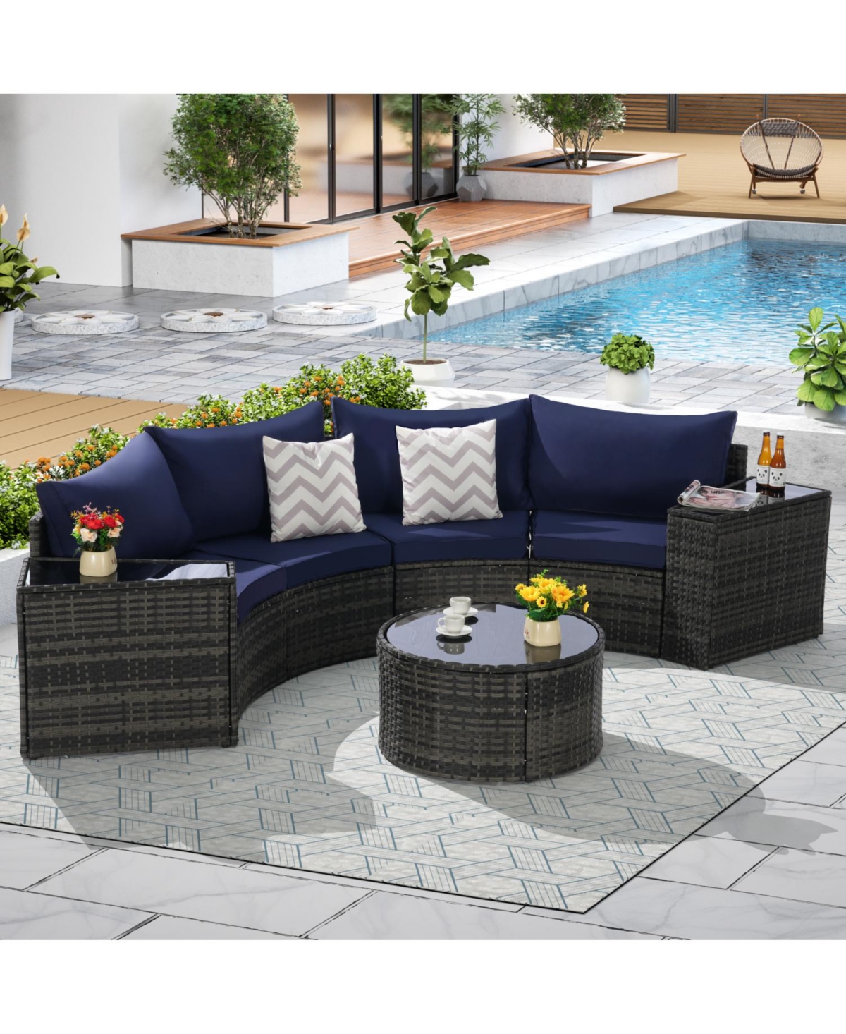 Click here for Streamdale 7-Pc Half-Moon Patio Set  Sectional Sof... prices