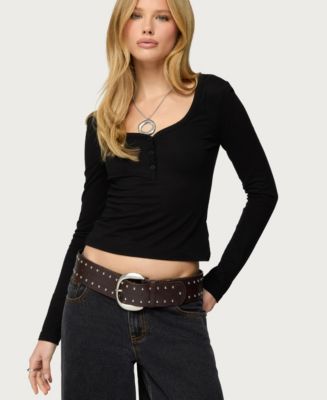 Edikted Women's Leah Henley Top - Macy's