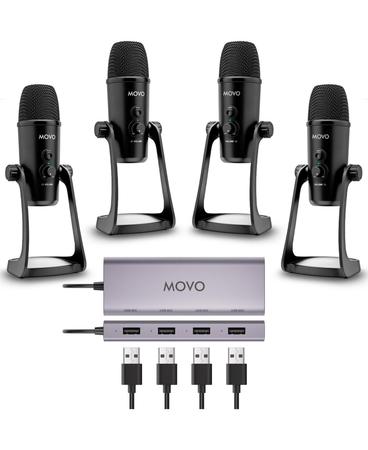 Click here for Movo Usb Podcast Equipment Bundle for 4 with Usb I... prices