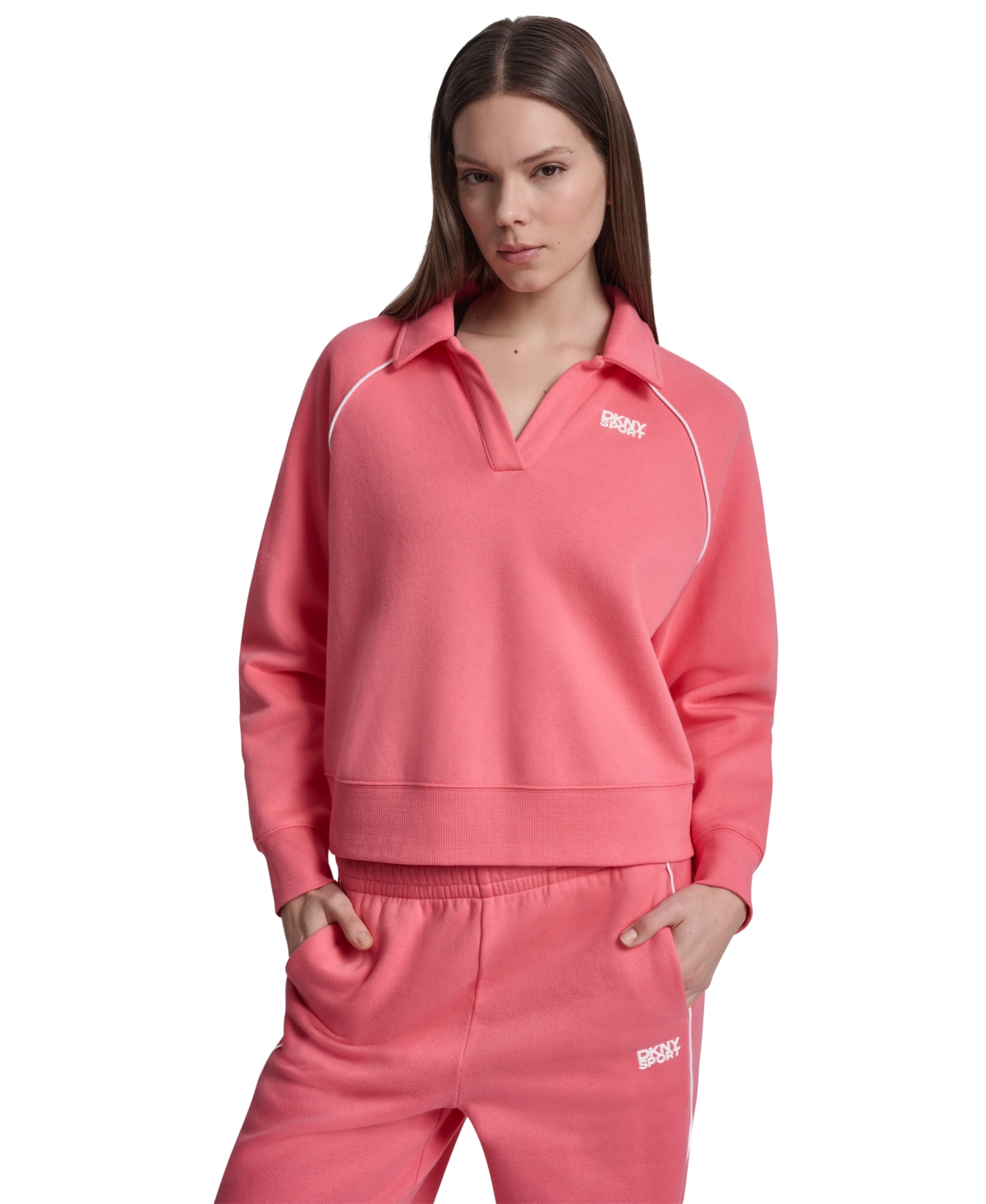 Click here for Dkny Sport Womens Hd Logo Piped Polo Sweatshirt -... prices