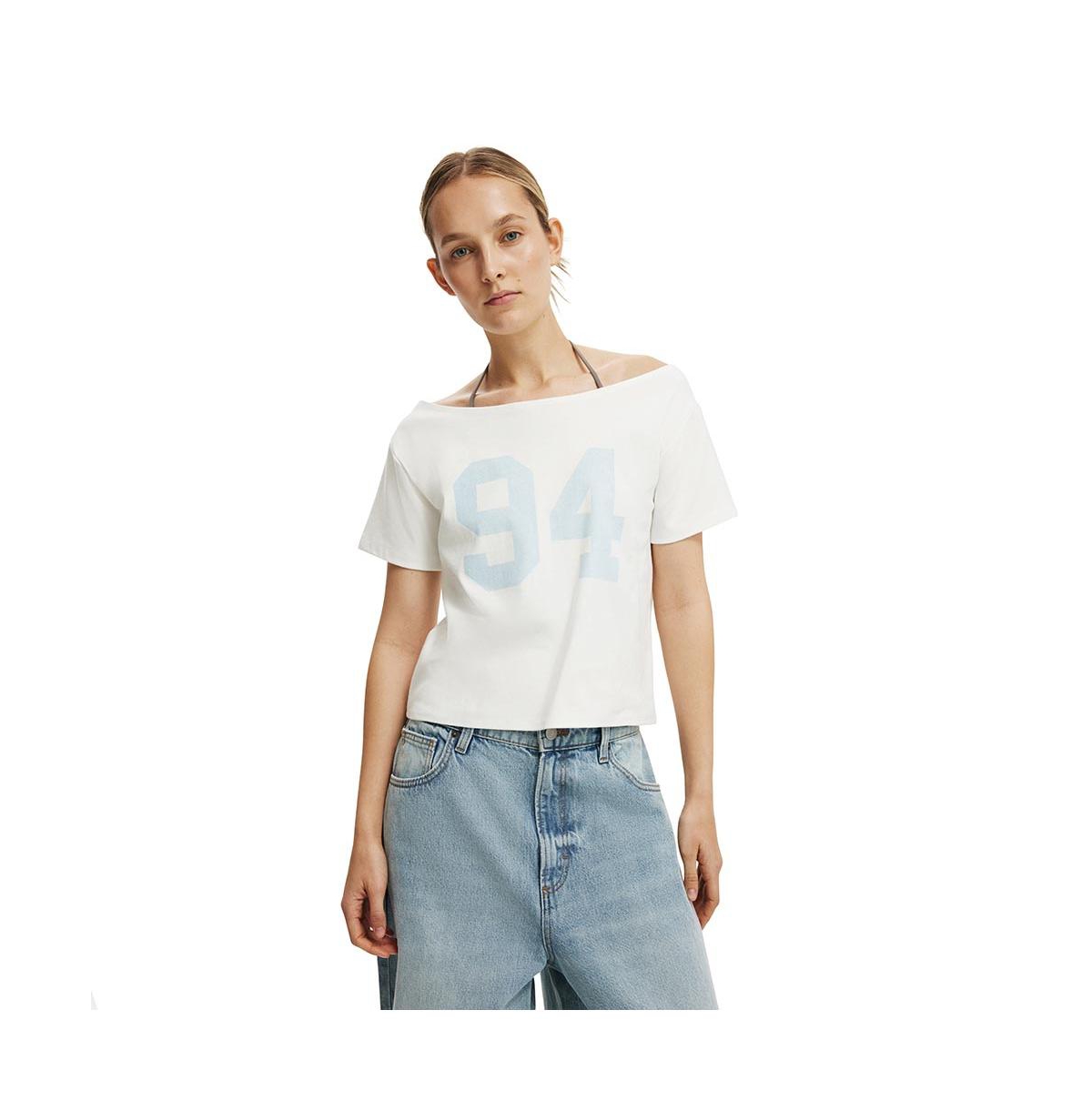 Click here for Cotton On Womens The Sporty Off Shoulder Graphic T... prices