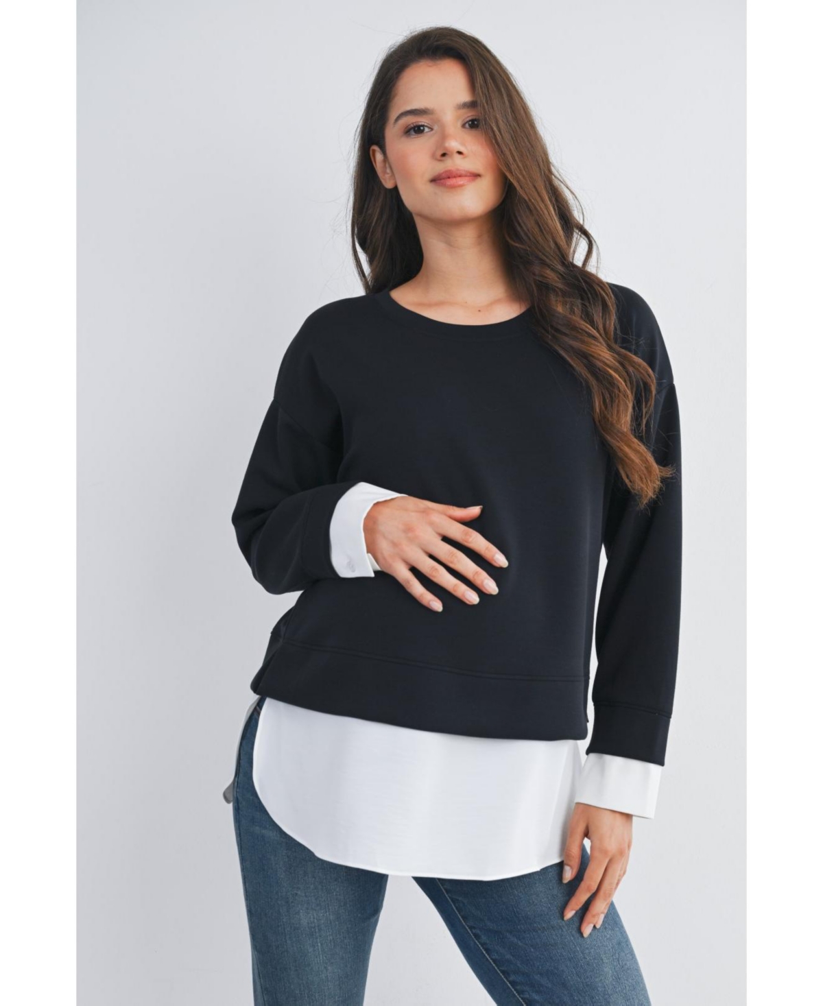Click here for Hello Miz Maternity Casual Long Sleeve Layered Swe... prices