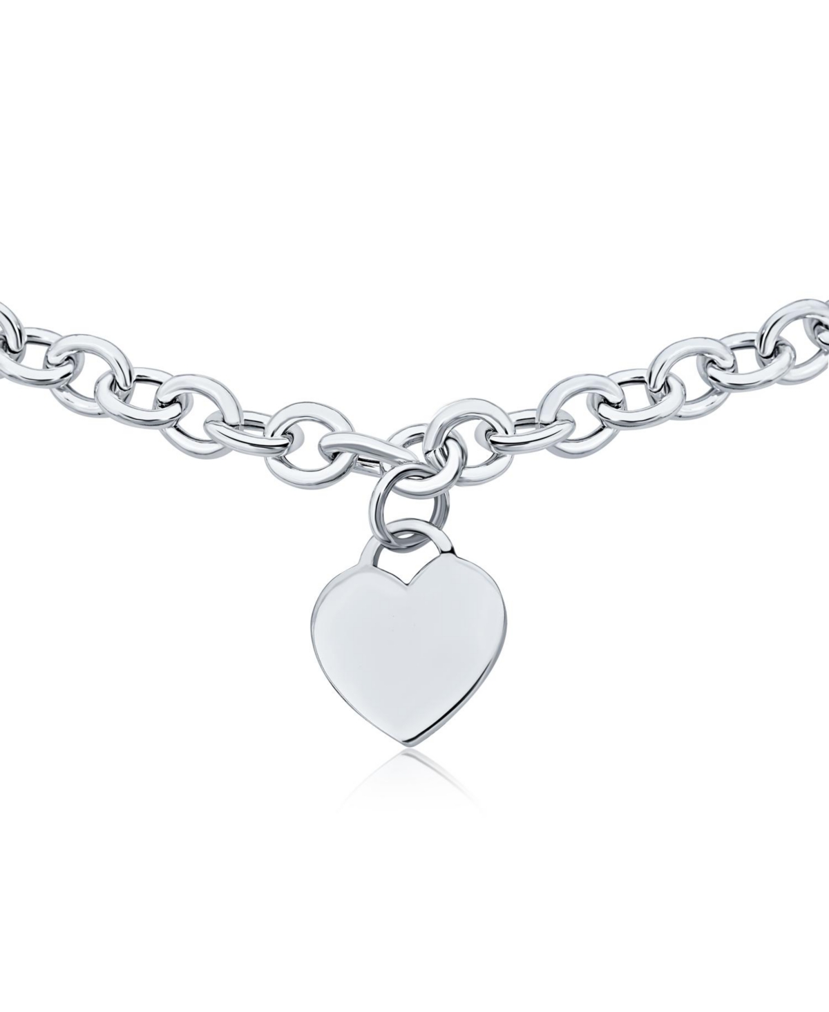 Click here for Bling Jewelry Solid Heart Tag Charm Necklace in .9... prices